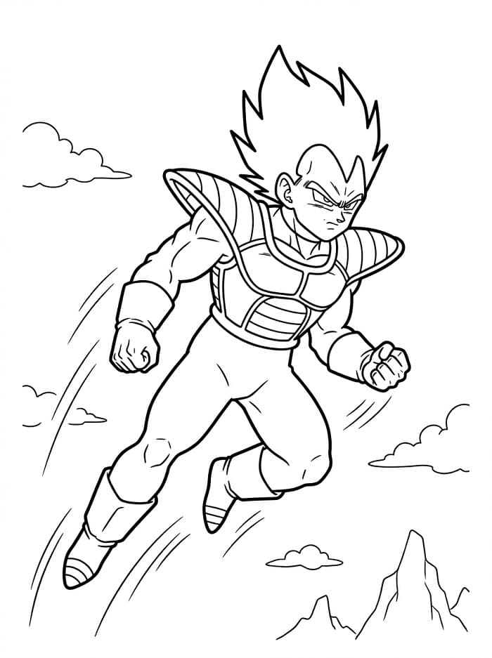 Vegeta fra Anime Dragon Ball Z Fargeleggingsside – Last ned, skriv ut ...